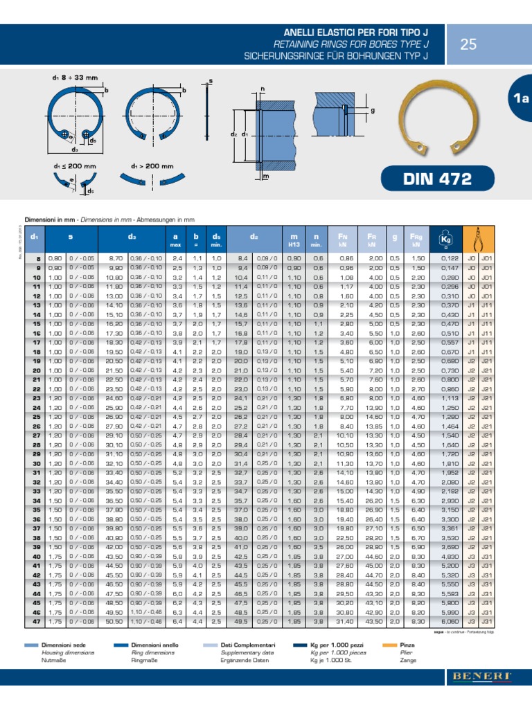 Beneri Retain Ring - DIN 472 | PDF