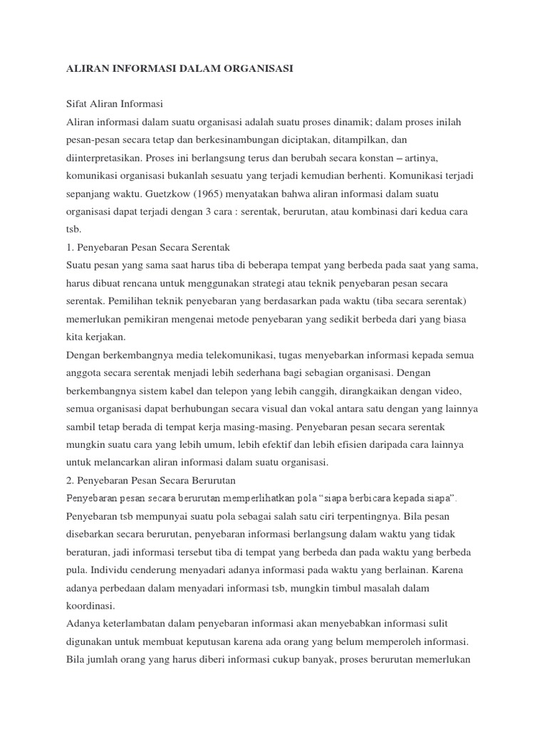 Aliran Informasi Dalam Organisasi | PDF