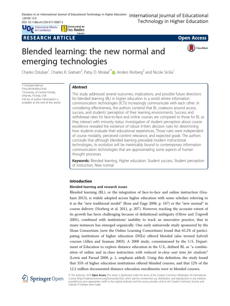 Blended Learning The New Normal And Emerging Technologies Pdf Pdf