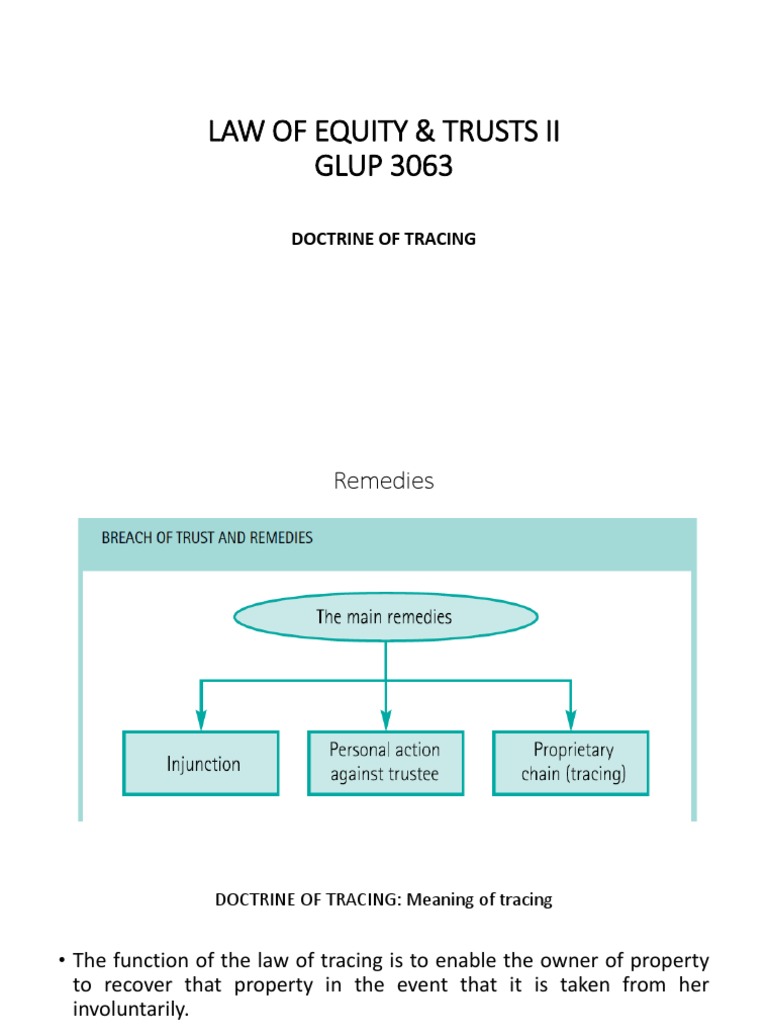 Understanding Equitable Tracing Principles | PDF | Subrogation | Equity ...