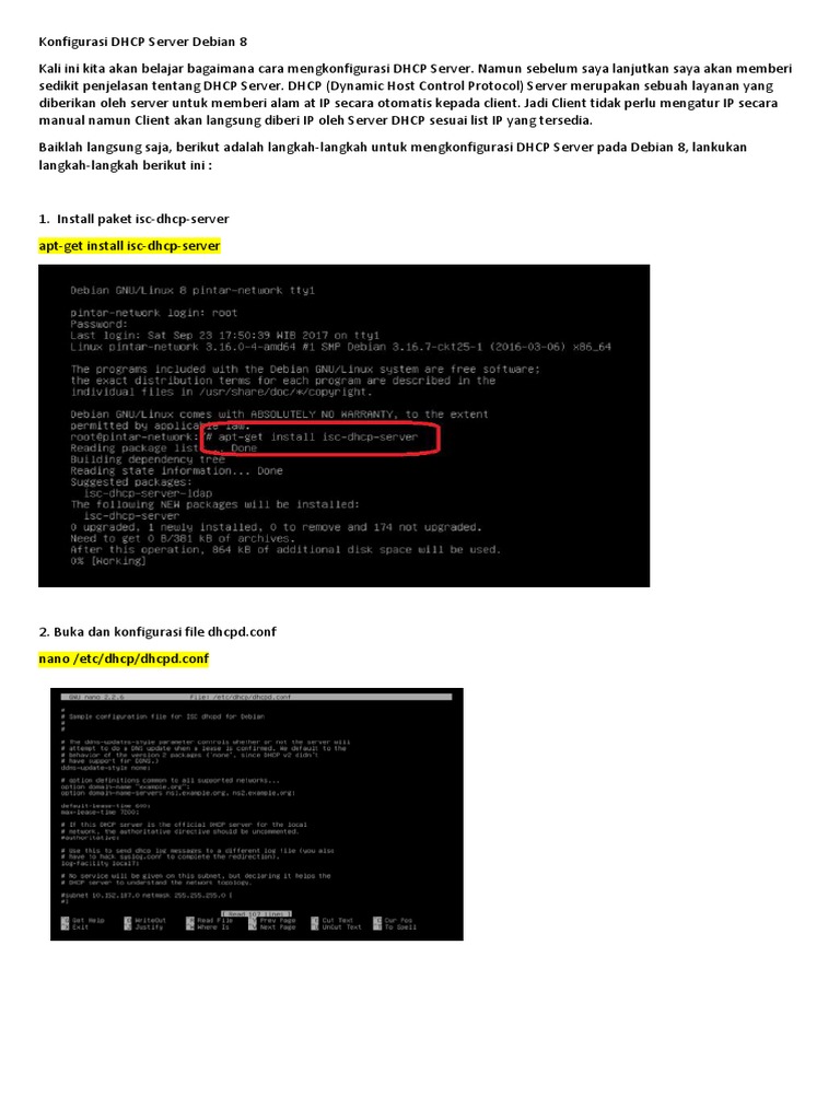 Konfigurasi DHCP Server Debian 8 | PDF