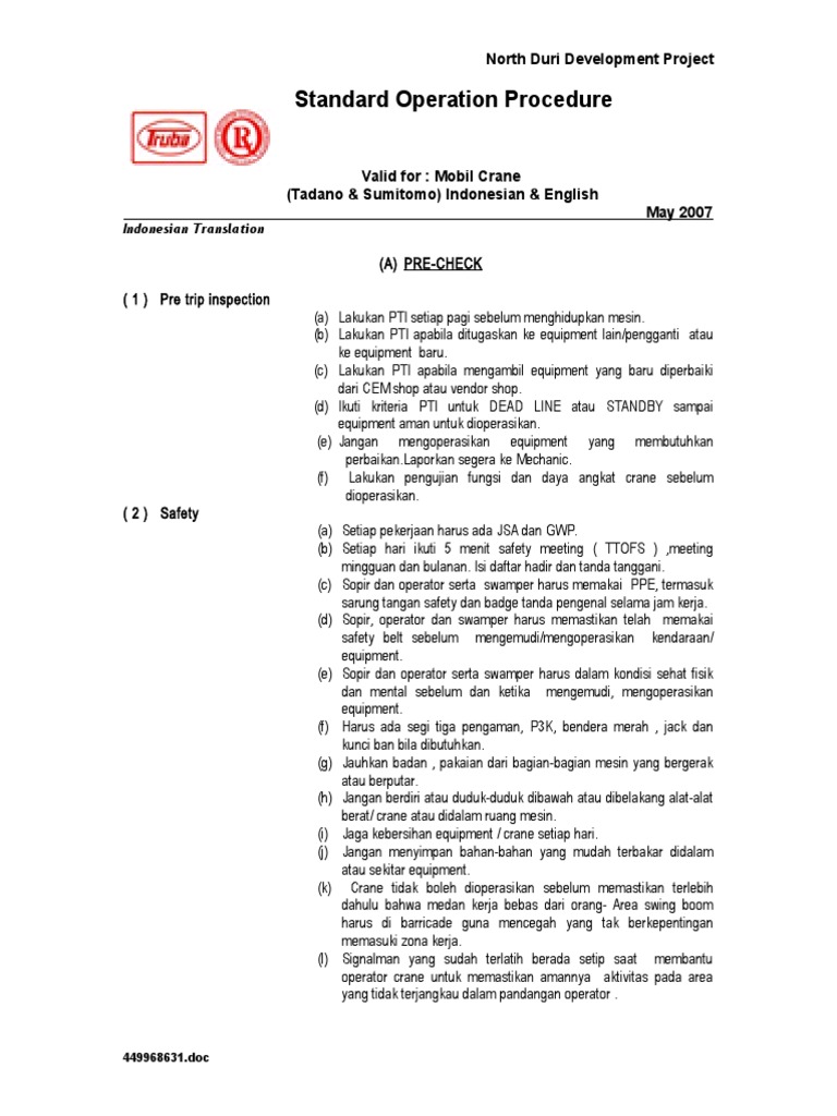 SOP-TF Mobile Crane | PDF