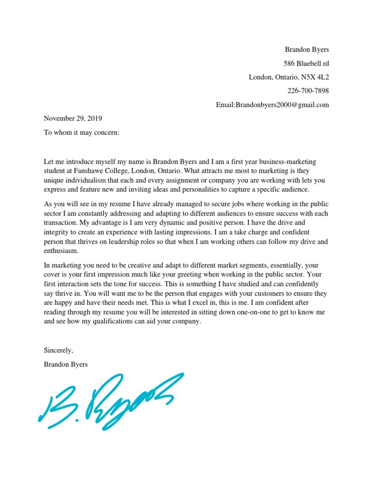 Brandon Byers-Cover Letter General | PDF