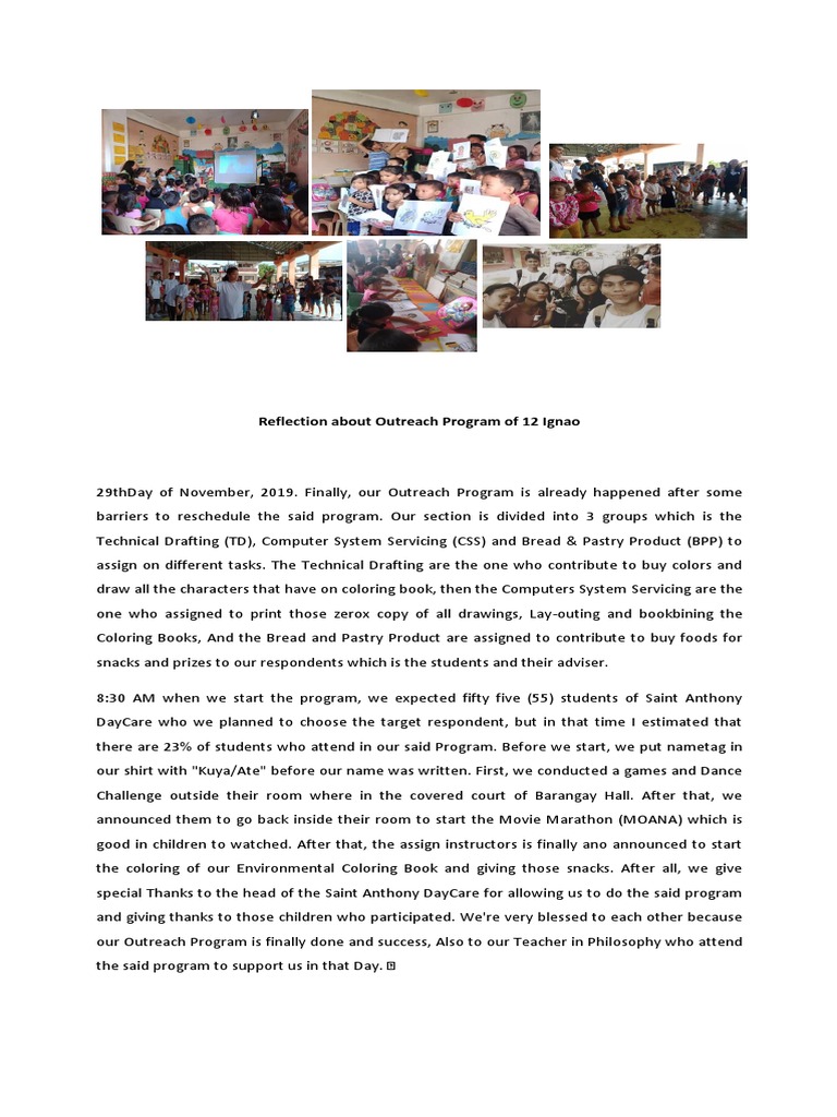Reflection About Outreach Program | PDF