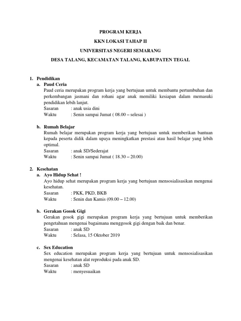 Pemaparan Program Kerja | PDF