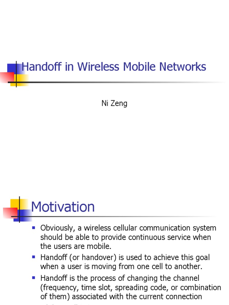 Handoff in Wireless Mobile Networks: Ni Zeng | PDF | Cellular Network | Broadcast Engineering