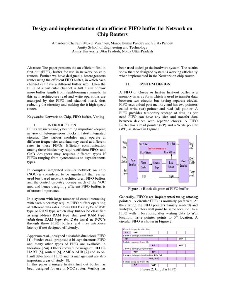 Design of An Efficient FIFO Buffer For Network On Chip Routers | PDF | Digital Electronics ...