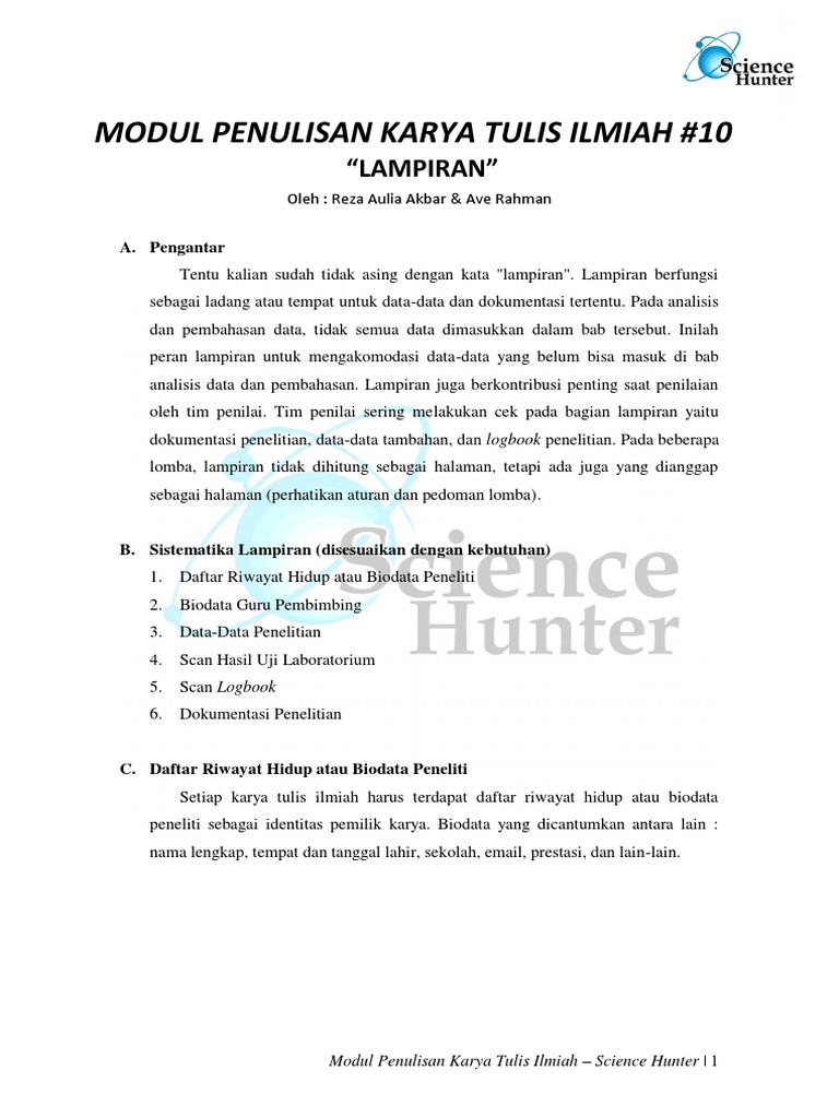 #10 - Lampiran - Modul Penulisan Karya Tulis Ilmiah | PDF