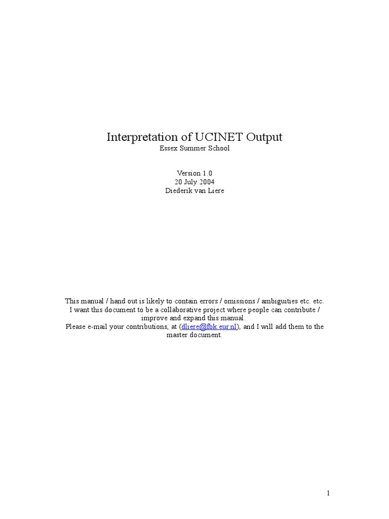 Interpreting UCINET | Download Free PDF | Mathematical Relations ...