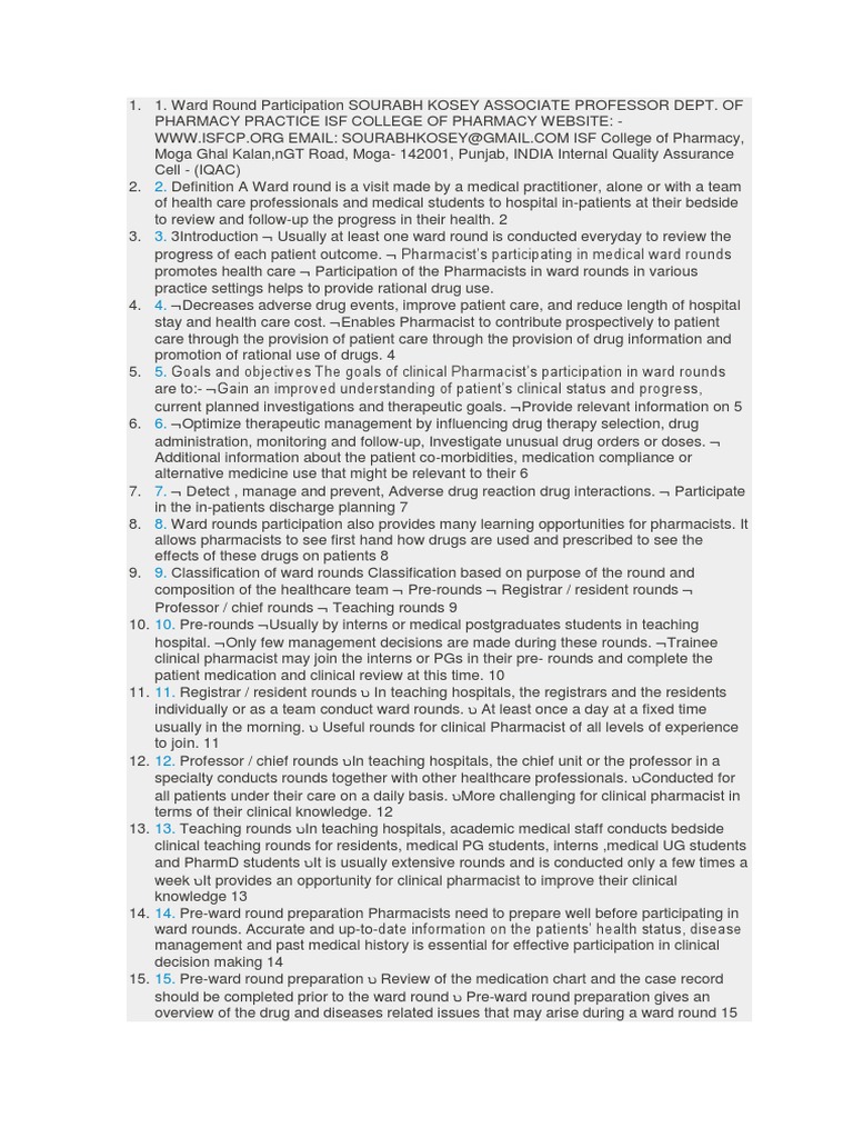 Ward Round | PDF | Pharmacy | Medical Prescription