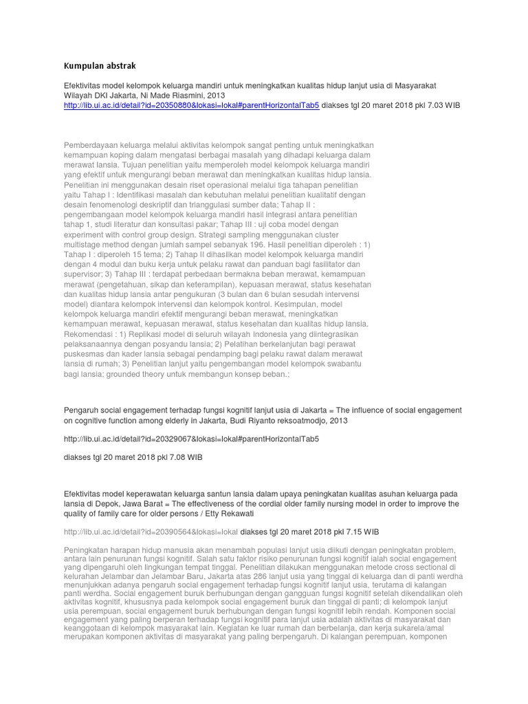 Kumpulan Abstrak Bahan Proposal Ujian s3 UI | PDF