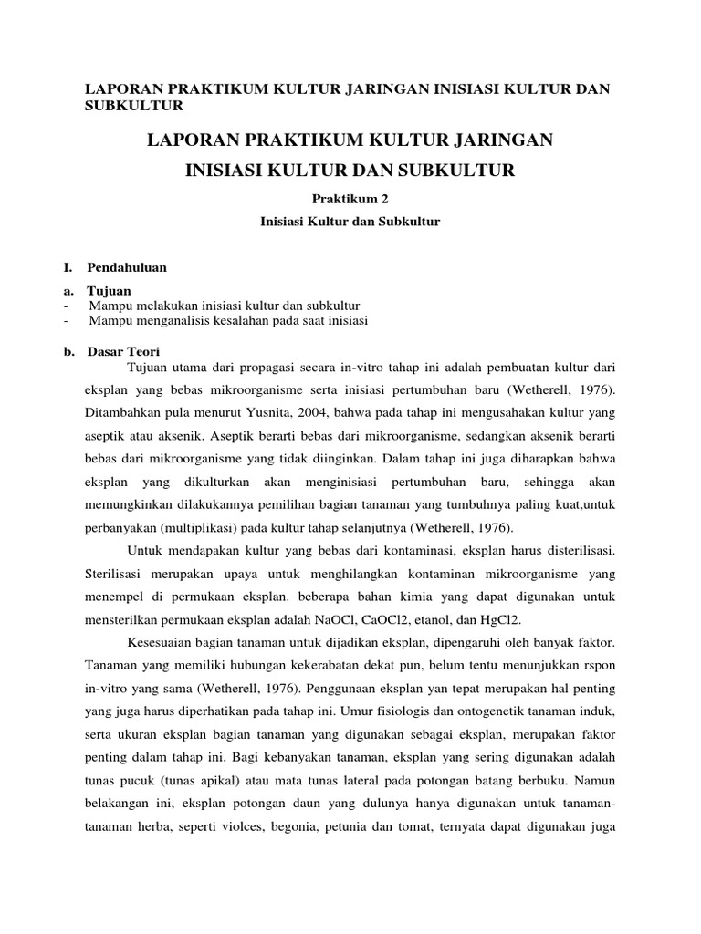 Inisiasi Kultur dan Subkultur Tanaman | PDF