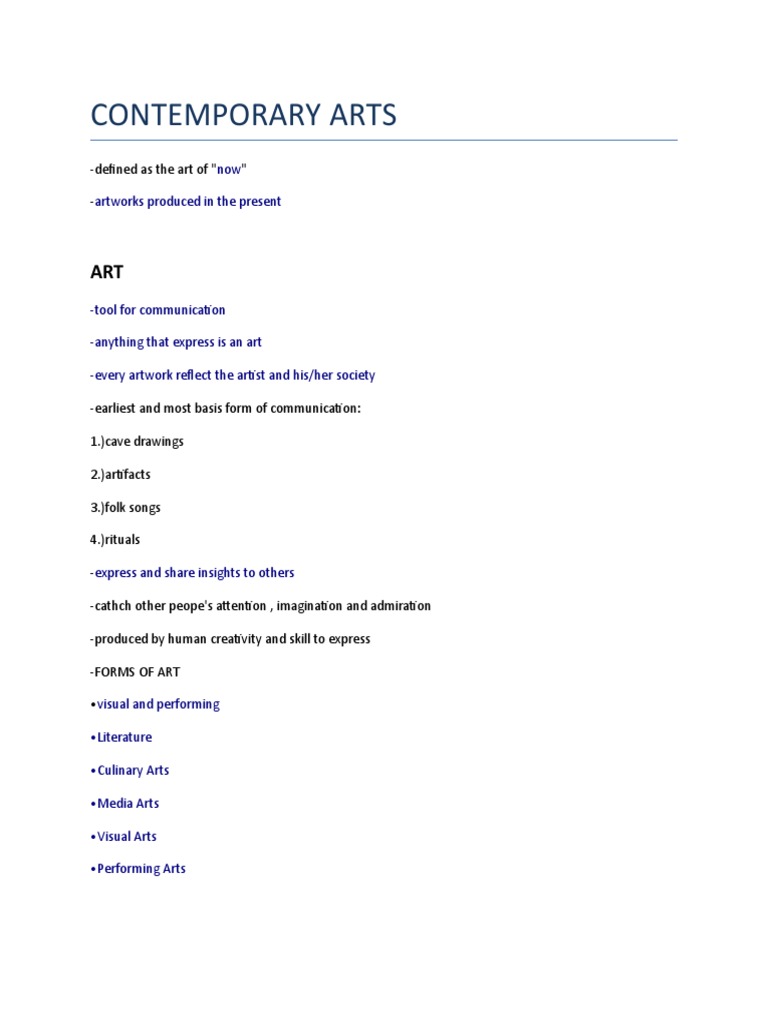 Contemporary Arts Guide | PDF | Fine Art | Dances