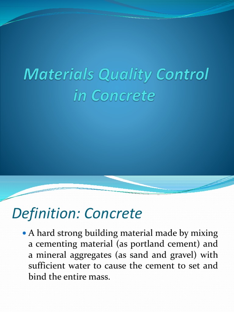 Materials Quality Control in Concrete NEW | PDF | Construction ...