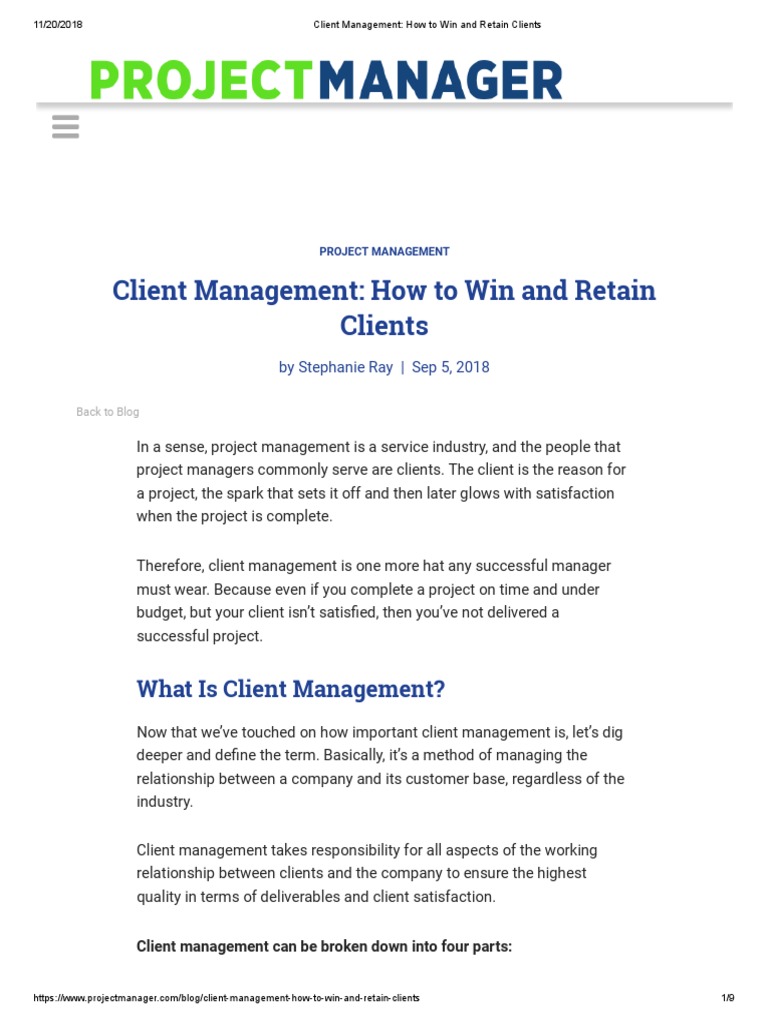 Client Management - How To Win and Retain Clients PDF | PDF | Project ...