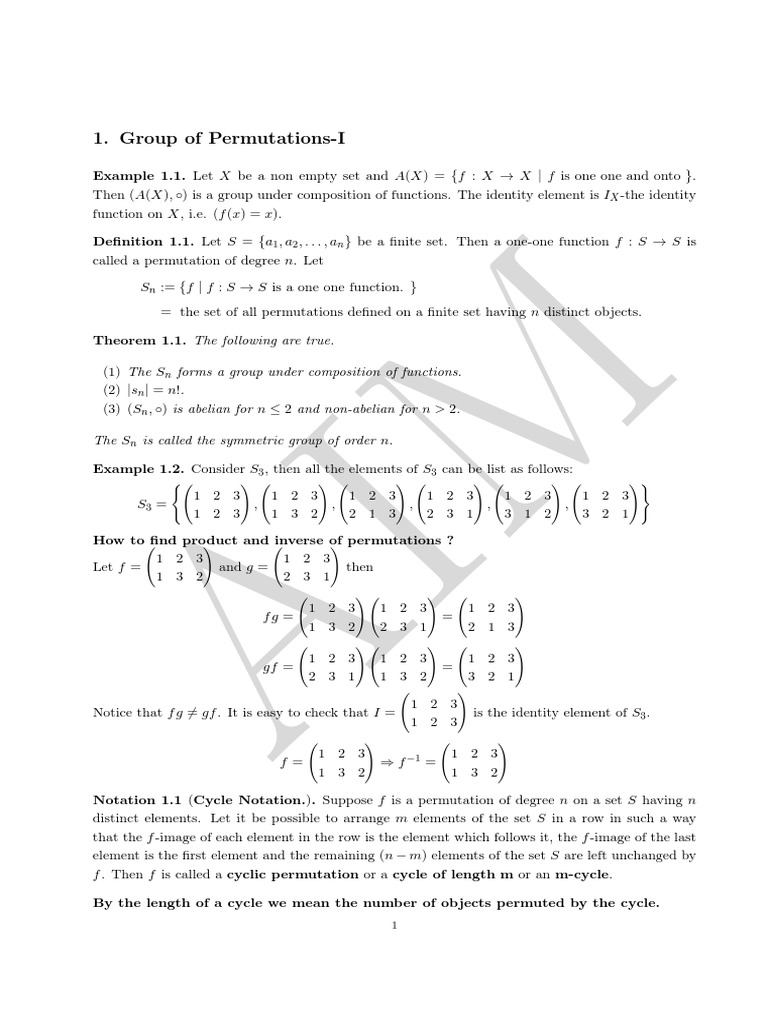 MA Lecture 5 Group of Permutations | Download Free PDF | Permutation | Algebra