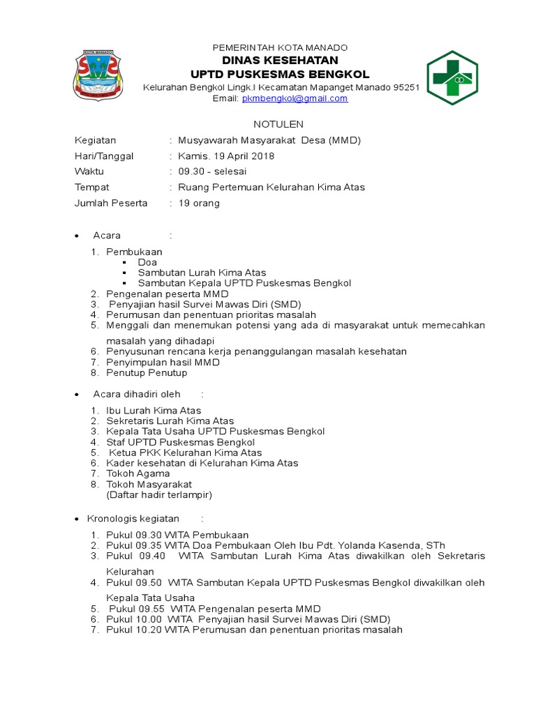 Notulen MMD Kima Atas | PDF