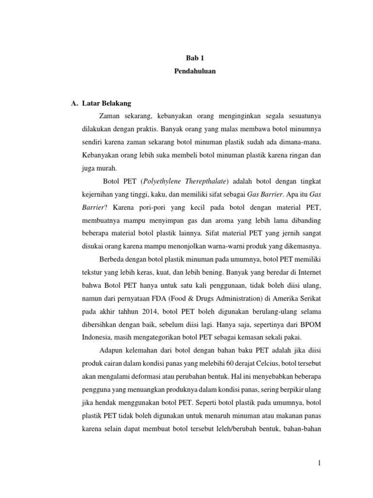 Makalah Botol Plastik PET | PDF