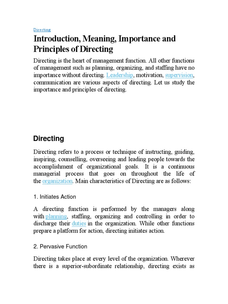 Directing | PDF | Leadership | Motivation