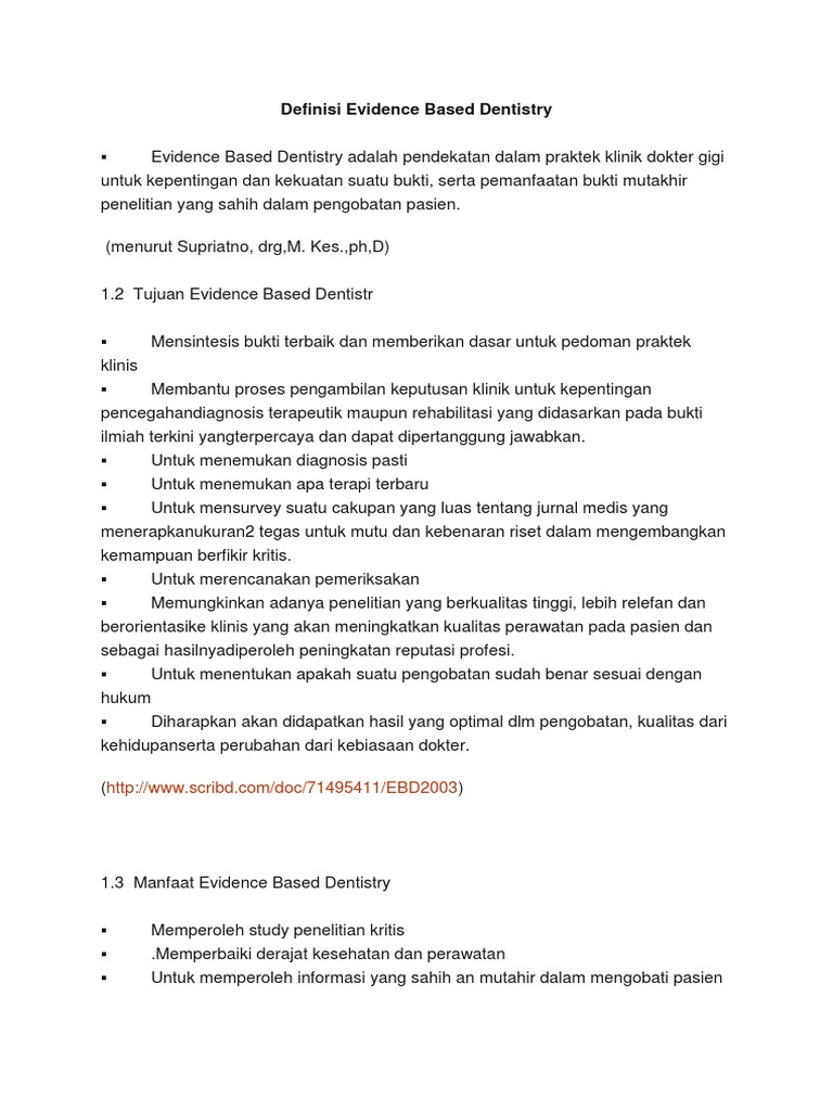 Definisi Evidence Based Dentistry | PDF