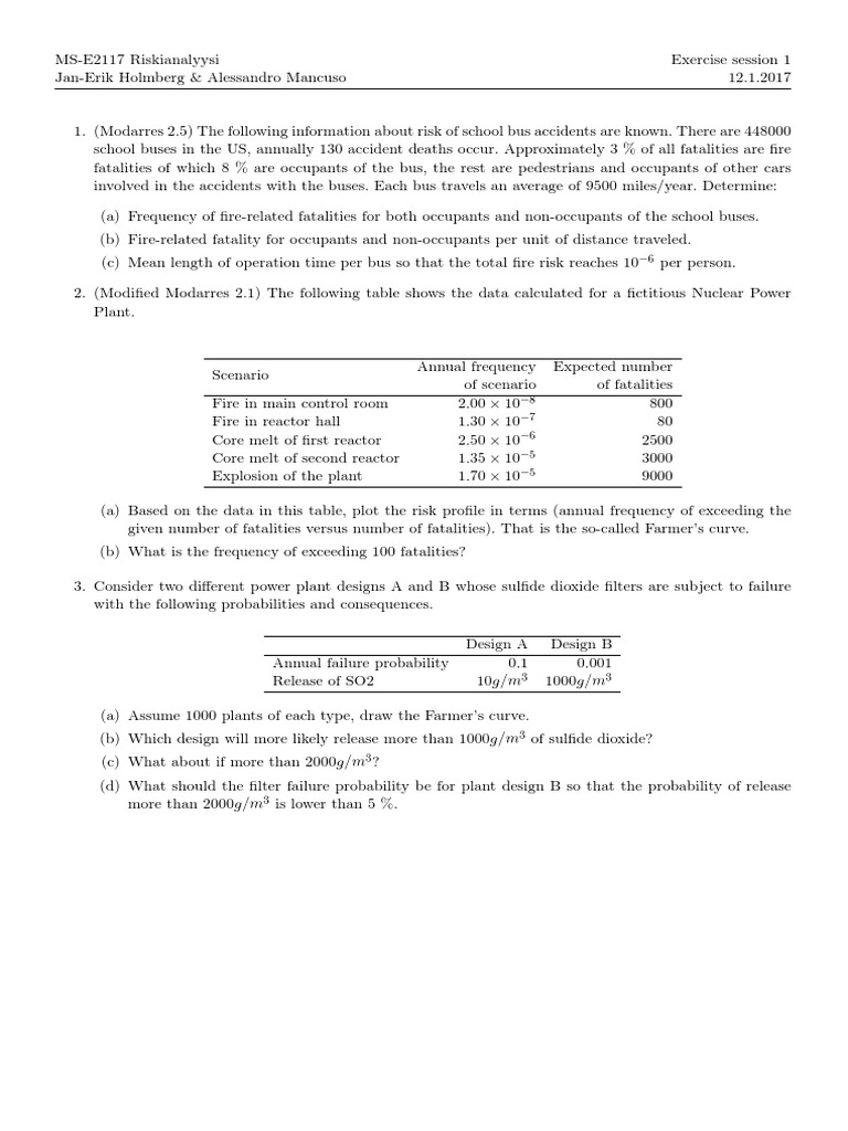 Risk Analysis Exercise 1 | PDF | Risk | Nuclear Power