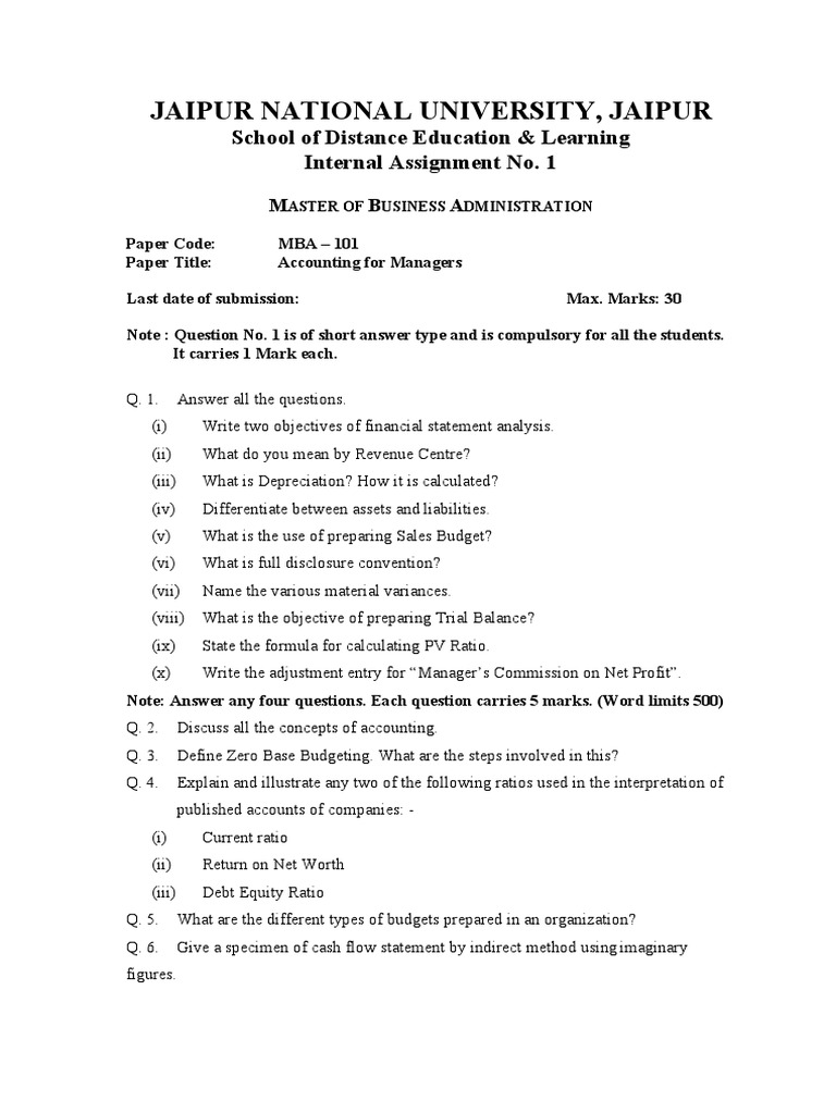 Mba Ist Year Assignment Question Papers | PDF | International Business ...