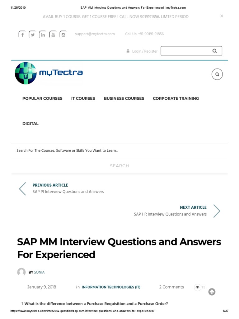 SAP MM Interview Questions and Answers For Experienced | PDF ...