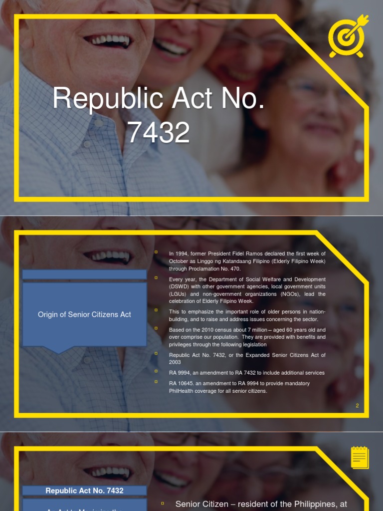 Republic Act No. 7432 Senior Citizens Act | PDF | Citizenship | Welfare