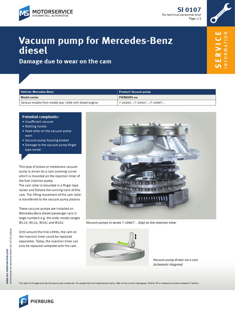 Vacuum Pump Mercedes Benz Diesel Damage Due To Wear On The Cam Disk ...
