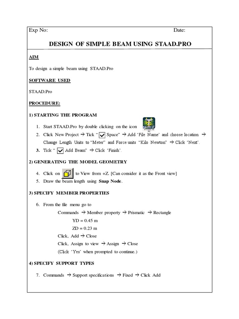 Design of Simple Beam Using Staad - Pro | PDF | Beam (Structure) | Computing