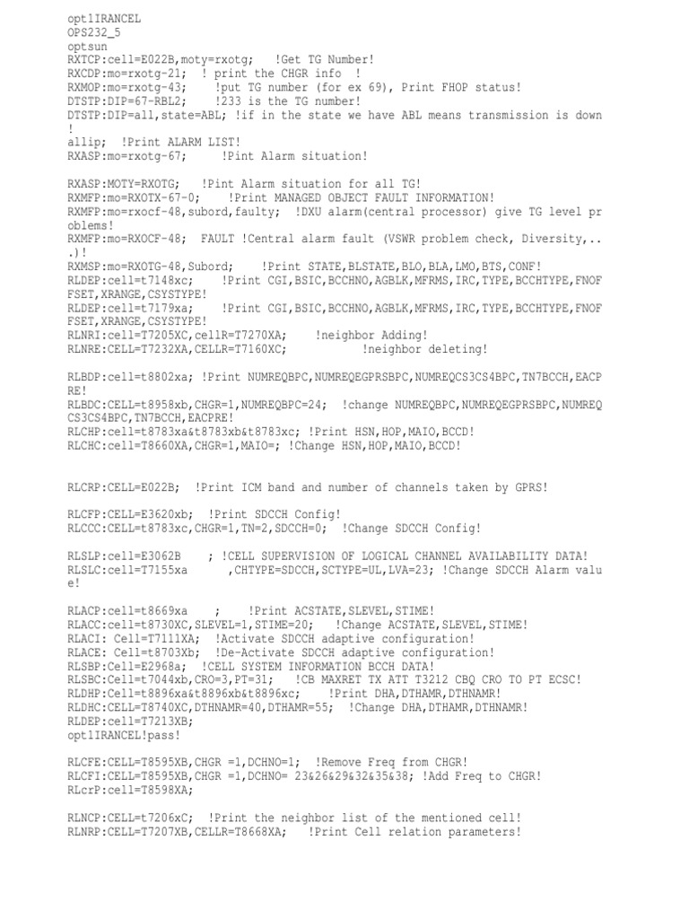 Ericsson OSS Commands | PDF | Information And Communications Technology | Telecommunications ...