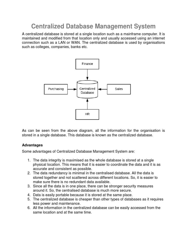 Centralized Database Management System | PDF