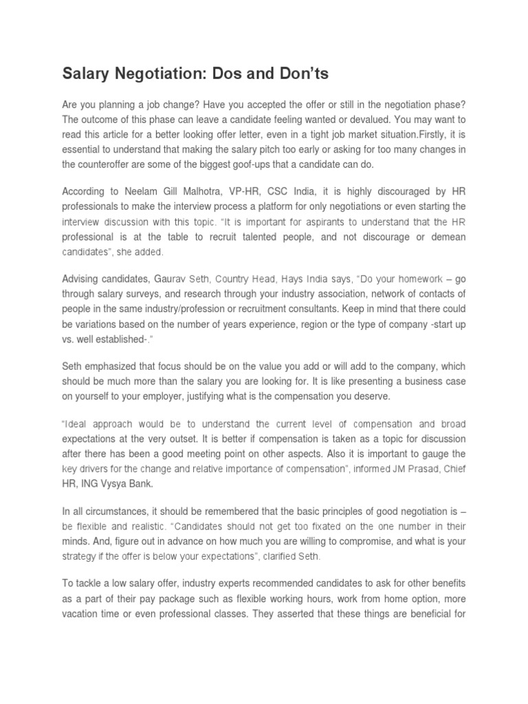 Salary Negotiation | PDF | Negotiation | Employment