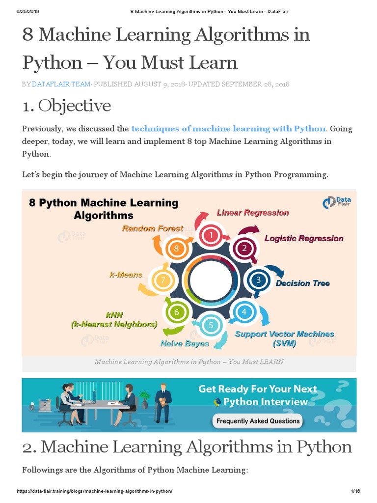 8 Machine Learning Algorithms in Python | PDF | Regression Analysis ...