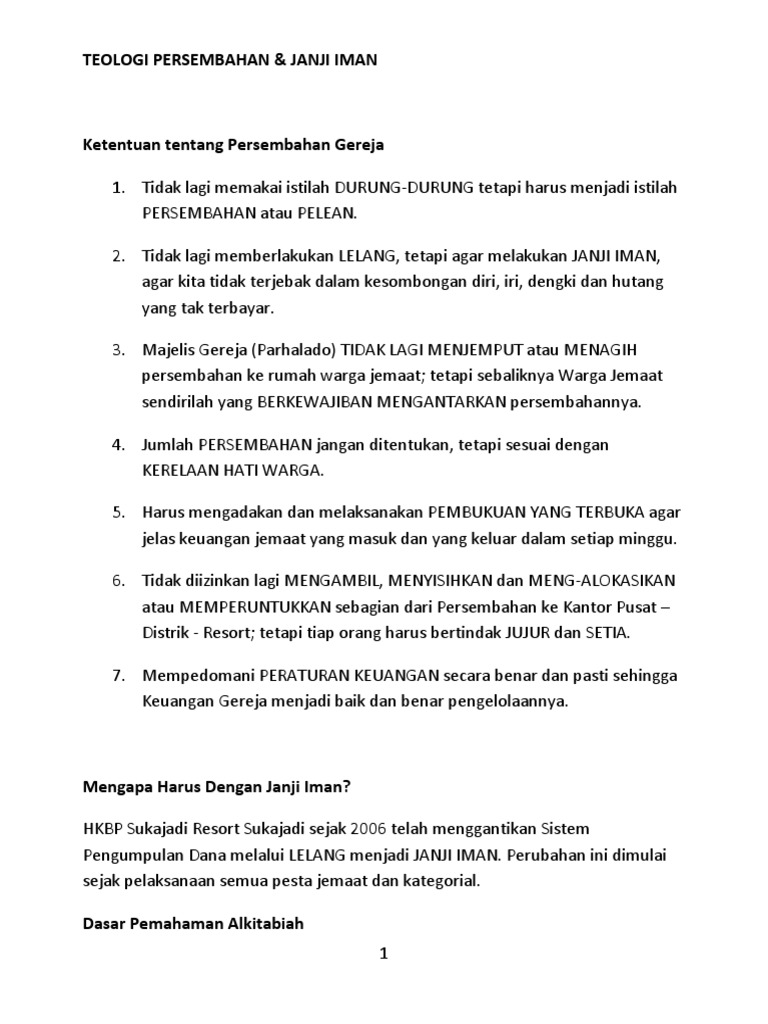 Teologi Persembahan dan Janji Iman | PDF