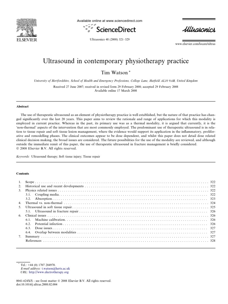 Ultrasound Therapy in Physiotherapy | PDF | Ultrasound | Scar