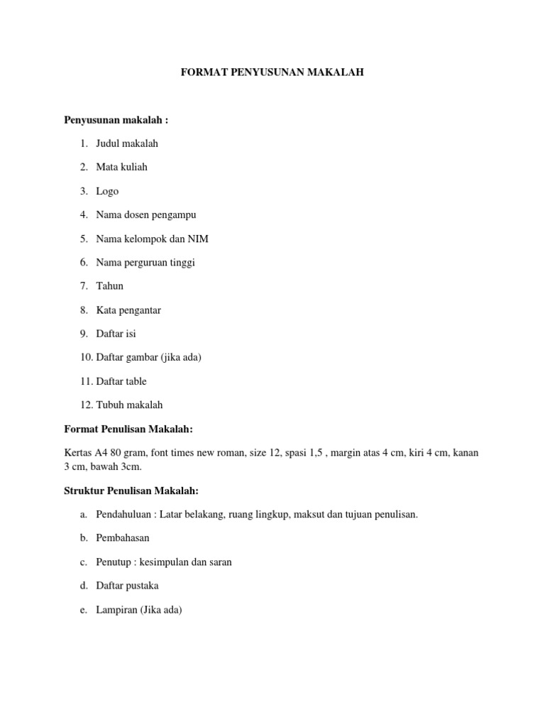 Format Penyusunan Makalah | PDF