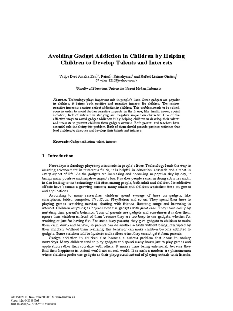 Avoiding Gadget Addiction in Children by Helping | PDF | Friendship ...