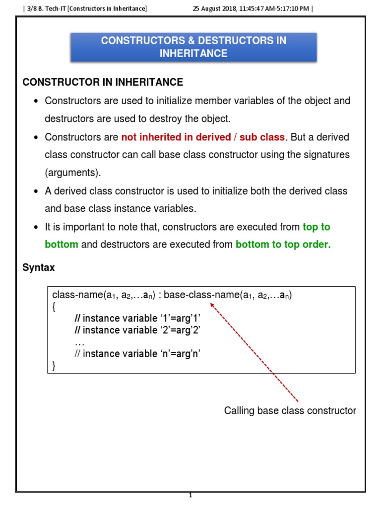 Constructor In Inheritance Pdf Pdf Constructor Object Oriented Programming Programming 7611