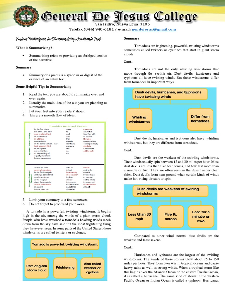 EAP Summarizing and Paraphrasing | PDF | Tropical Cyclones | Tornadoes