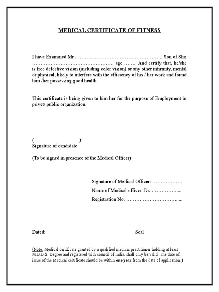 Medical Certificate | PDF