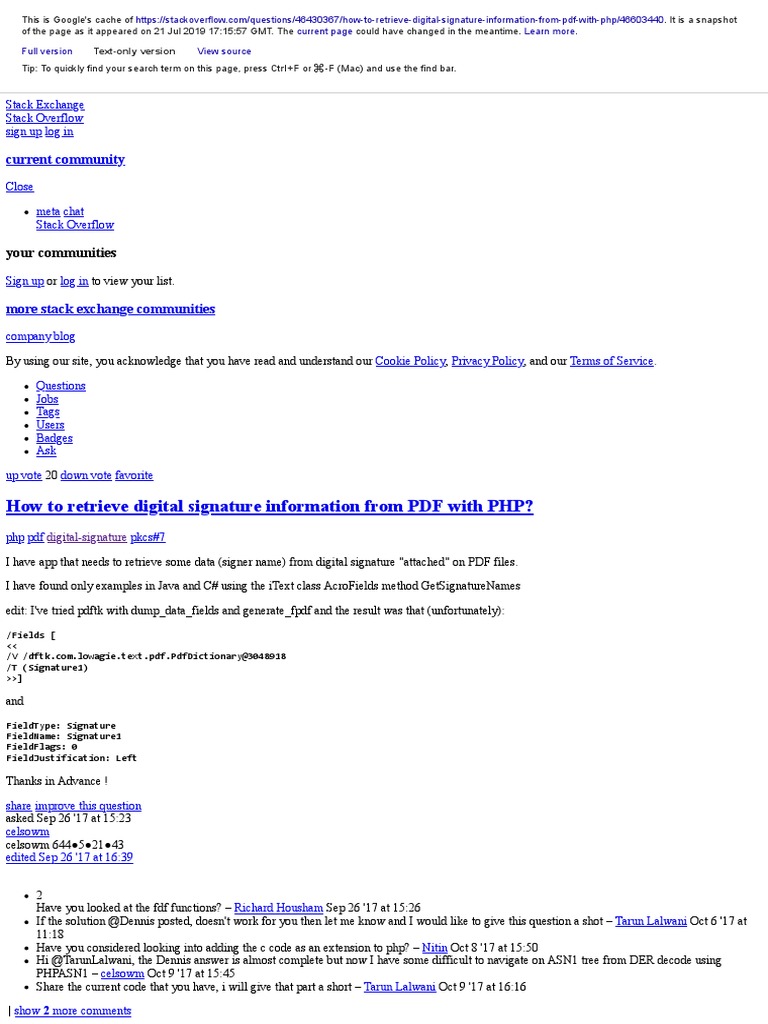 How To Retrieve Digital Signature Information From PDF With PHP - Stack Overflow | PDF ...