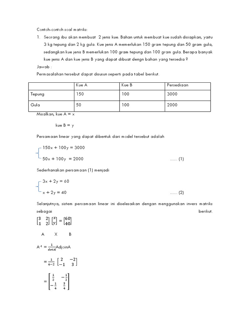 Contoh Soal Penerapan Matriks | PDF