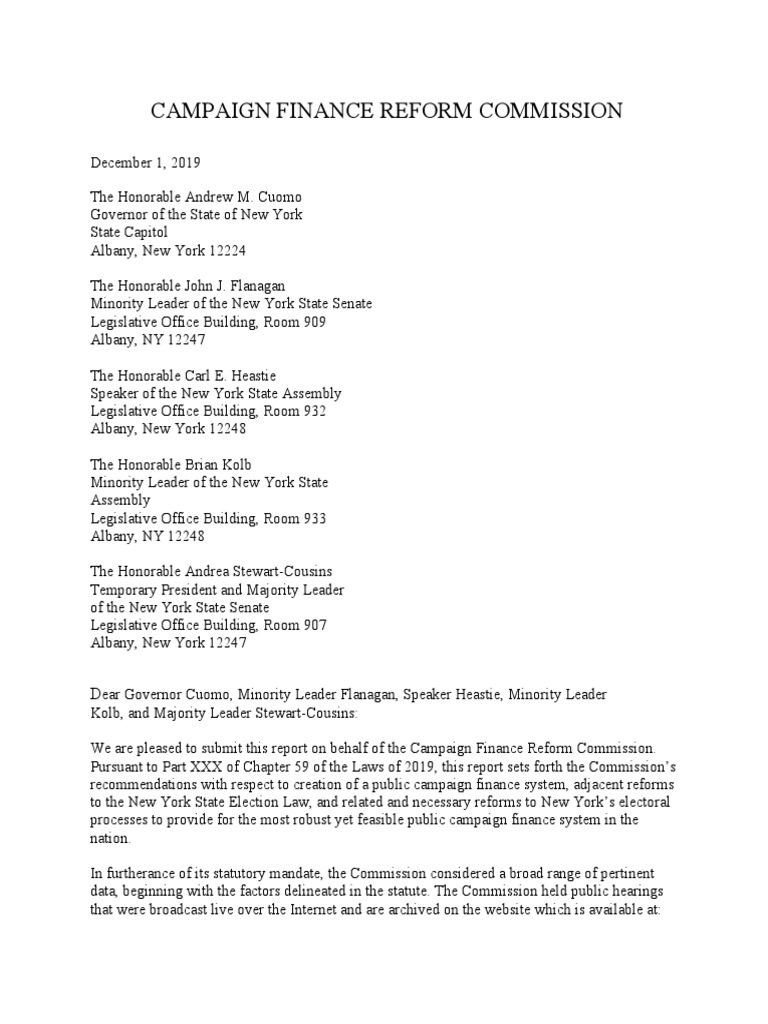 Final Report | PDF | Campaign Finance In The United States | Voting