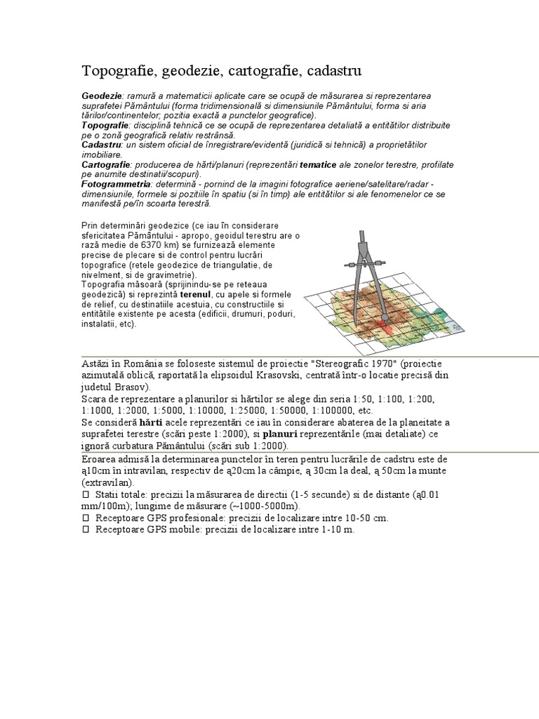 Topografie, Geodezie, Cartografie, Cadastru, Carte Funcciara PDF | PDF