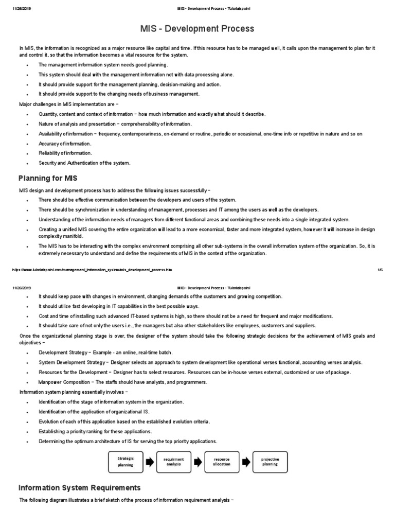 MIS - Development Process - Tutorialspoint | PDF | Systems Theory | Information Technology ...