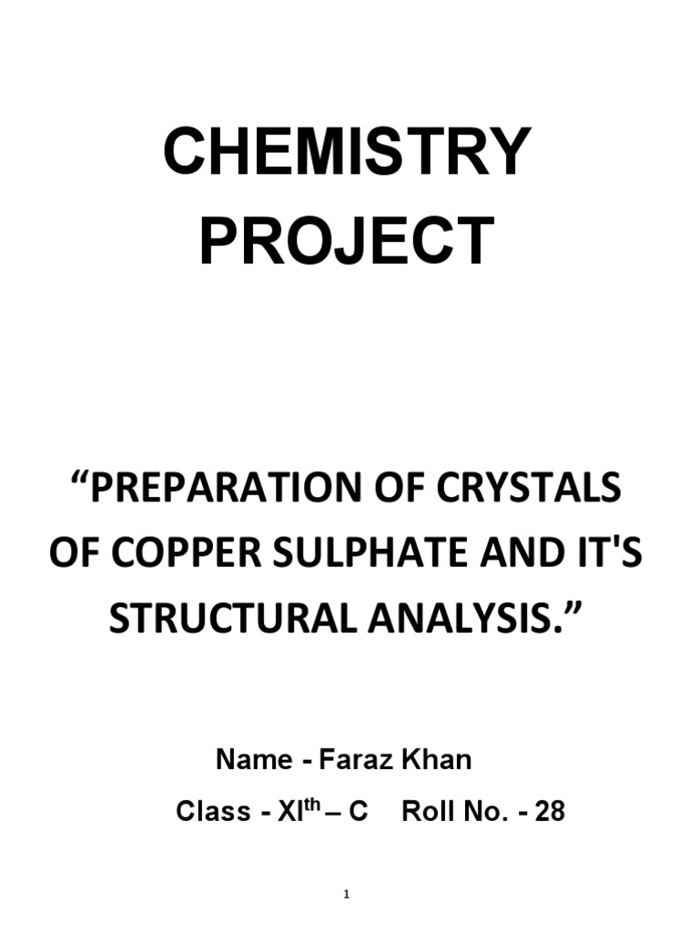 Chemistry Investigatory Project | PDF | Chemical Compounds | Atoms