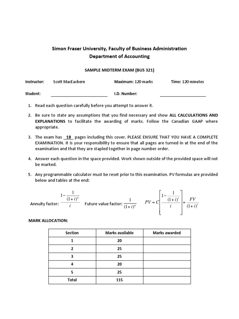 Sample Midterm - Exam (Blank Form) | PDF | Preferred Stock | Stocks