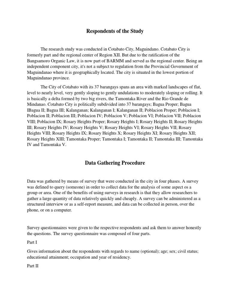 Sample Respondents of The Study | PDF | Survey Methodology | Evaluation ...