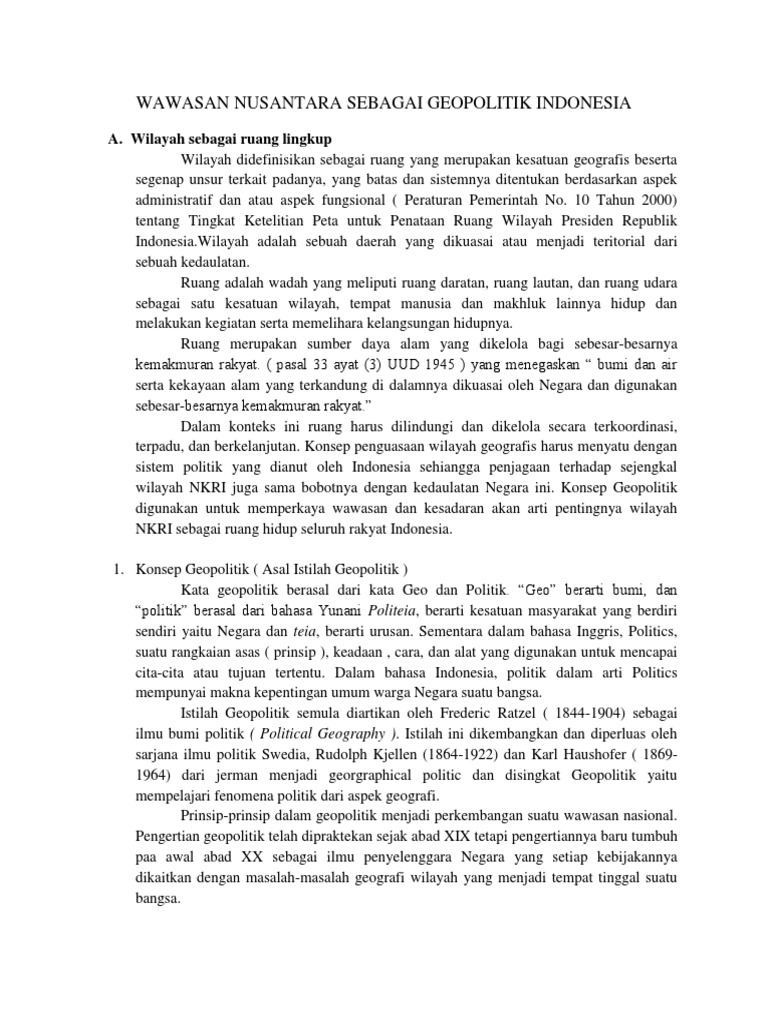 Wawasan Nusantara Sebagai Geopolitik Indonesia | PDF